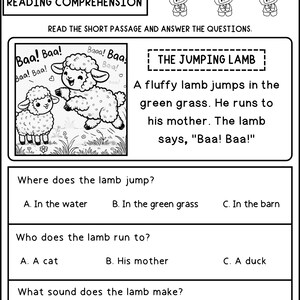 Spring Reading Comprehension Passages for Kindergarten & 1st Grade | 20 ...