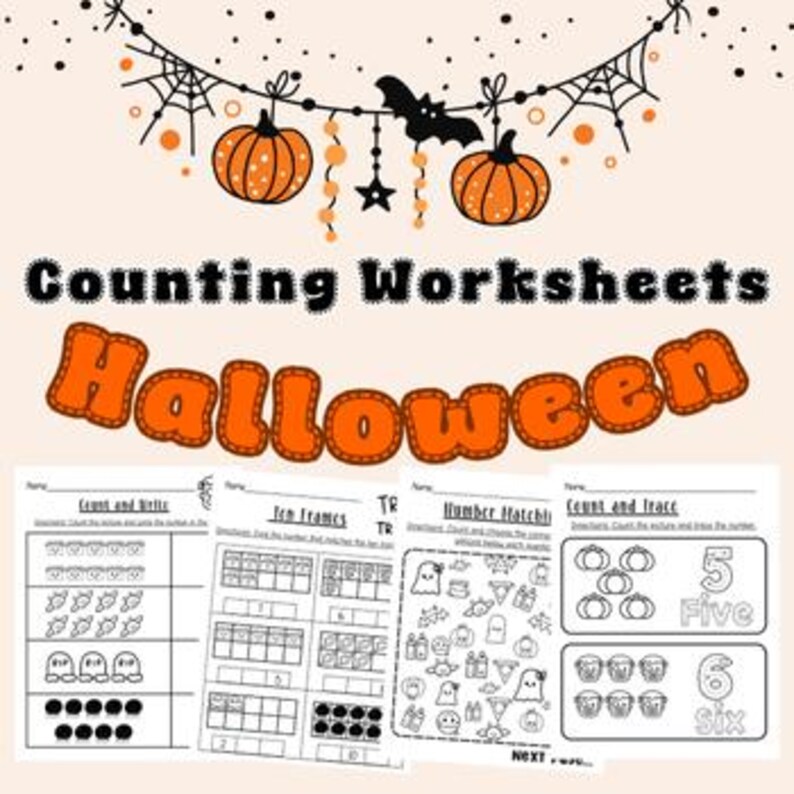 Counting Worksheets Halloween - Etsy