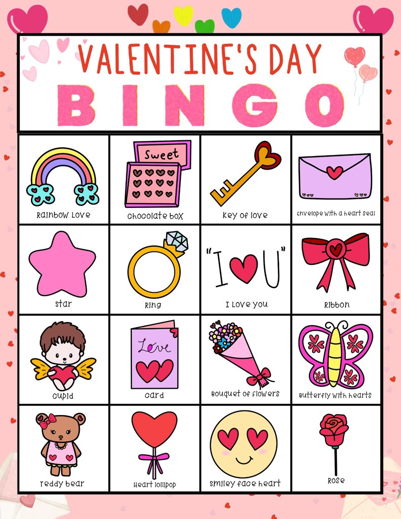 Valentine's Day Bingo - Fun & Engaging Game for Kids - Etsy