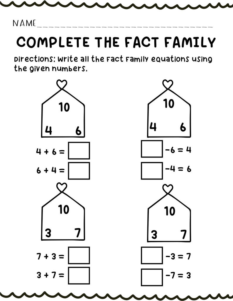 Turn Around Facts & Fact Family Worksheets: Addition and Subtraction ...