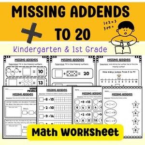 Missing Addends to 20 Worksheet - Etsy