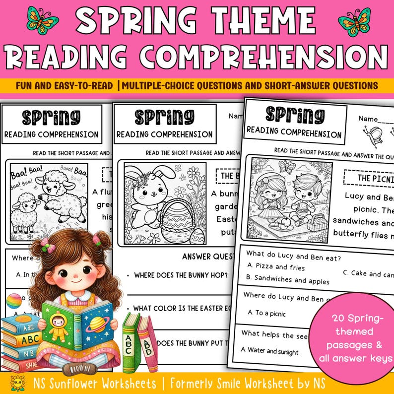 Spring Reading Comprehension Passages for Kindergarten & 1st Grade | 20 ...