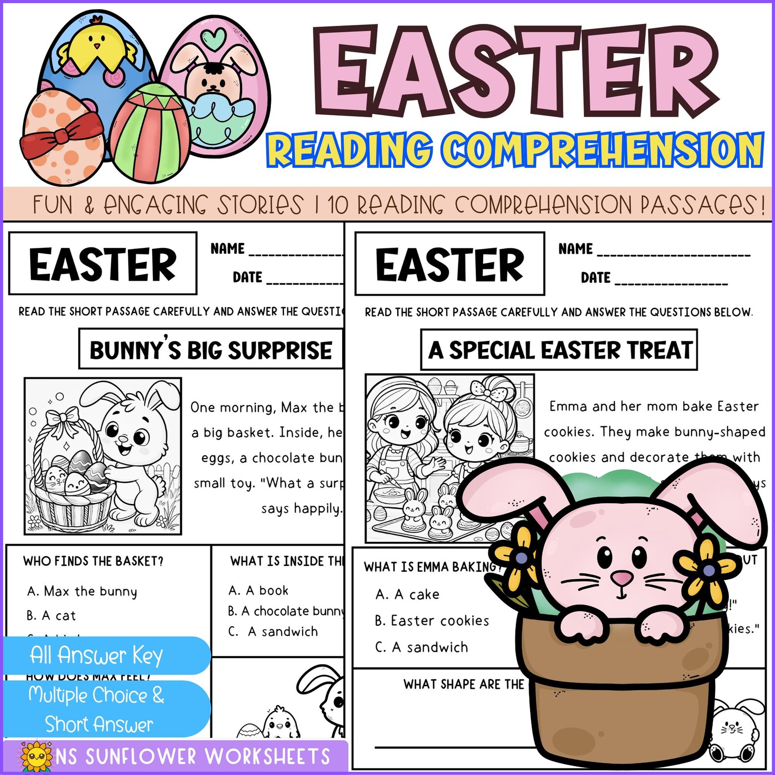 Easter Reading Comprehension for Kindergarten & 1st Grade | 10 Fun ...