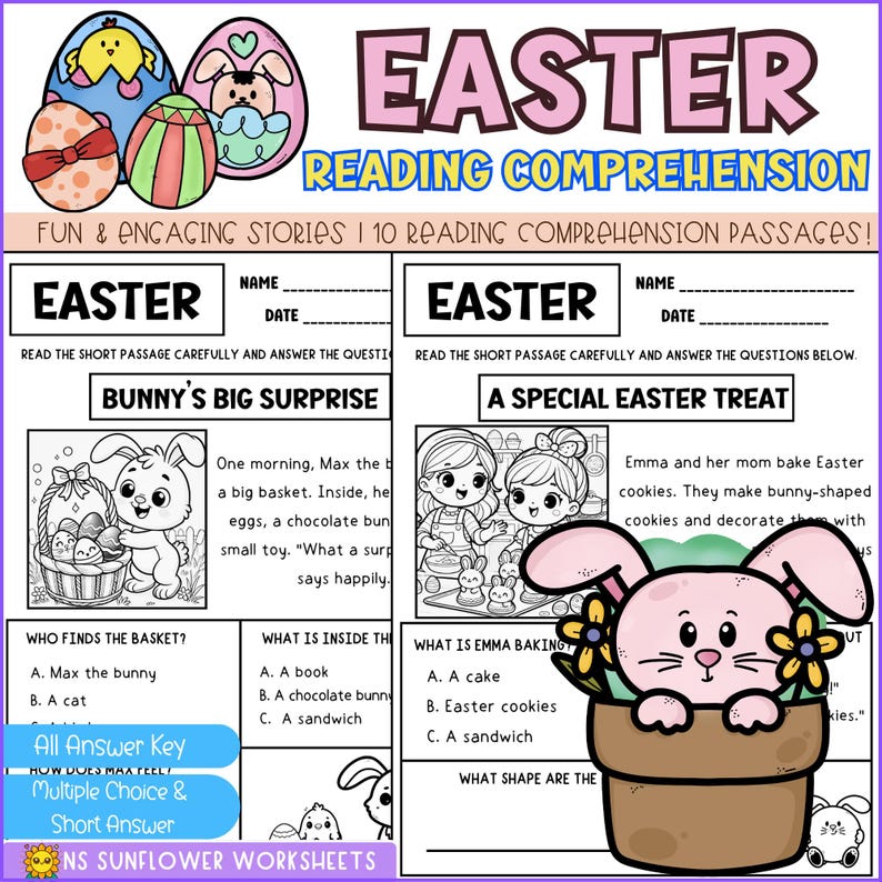 Easter Reading Comprehension for Kindergarten & 1st Grade | 10 Fun ...