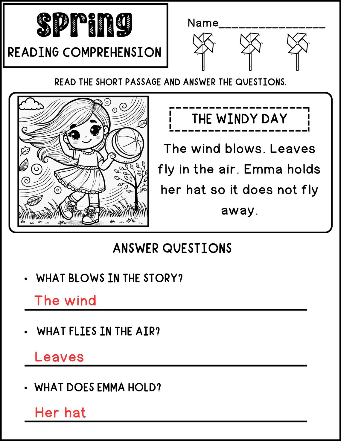 Spring Reading Comprehension Passages for Kindergarten & 1st Grade | 20 ...