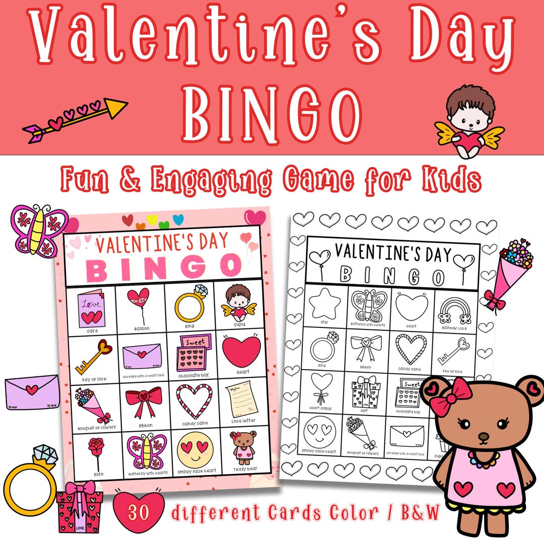 Valentine's Day Bingo - Fun & Engaging Game for Kids - Etsy