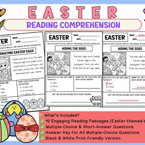 Easter Reading Comprehension for Kindergarten & 1st Grade | 10 Fun ...