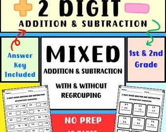 Two Digit Mixed Addition and Subtraction With and Without Regrouping ...