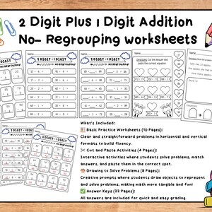 Printable 2-digit Plus 1-digit Addition Worksheets | No Regrouping ...