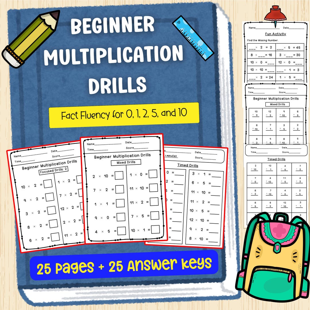 Beginner Multiplication Drills: Fact Fluency for 0, 1, 2, 5, and 10 - Etsy