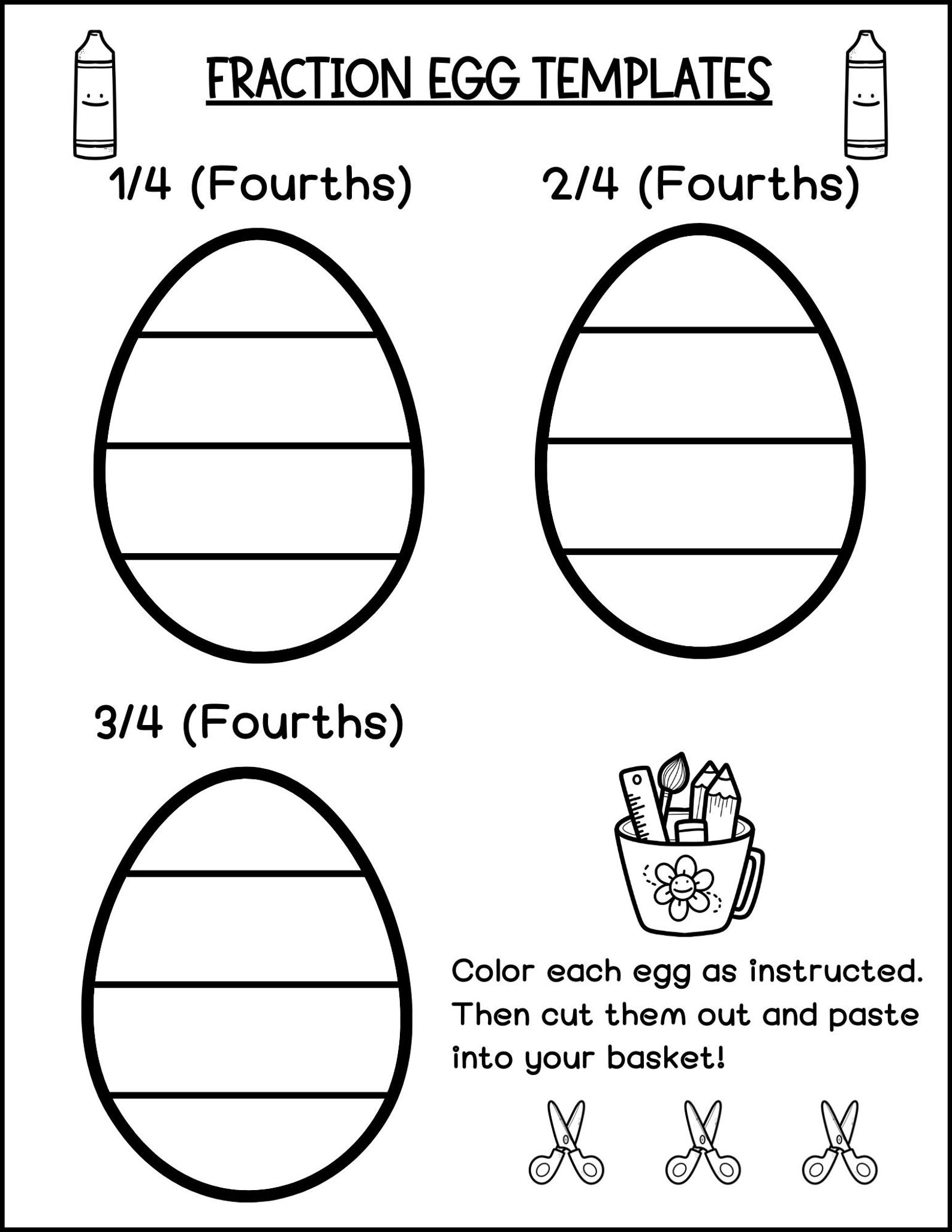 Easter Fraction Craftivity | Build a Spring Egg Basket + Writing & Math ...