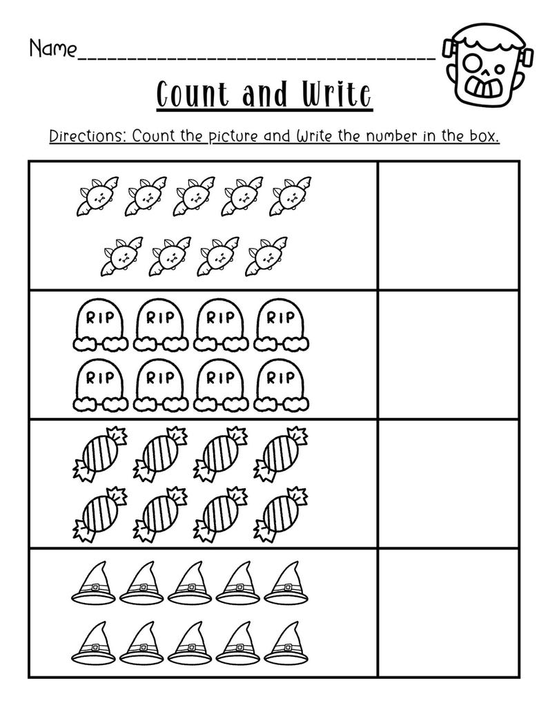 Counting Worksheets Halloween - Etsy