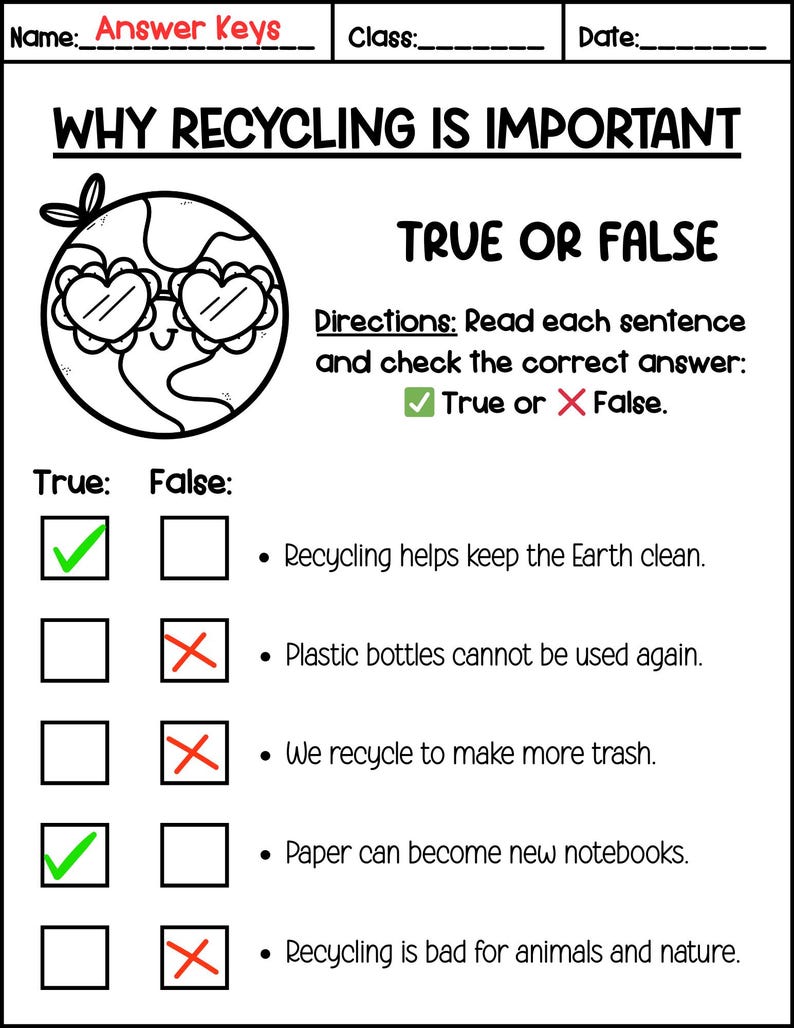 Recycling Reading Comprehension Passages and Activities | Earth Day ...