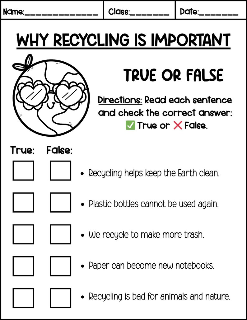 Recycling Reading Comprehension Passages and Activities | Earth Day ...