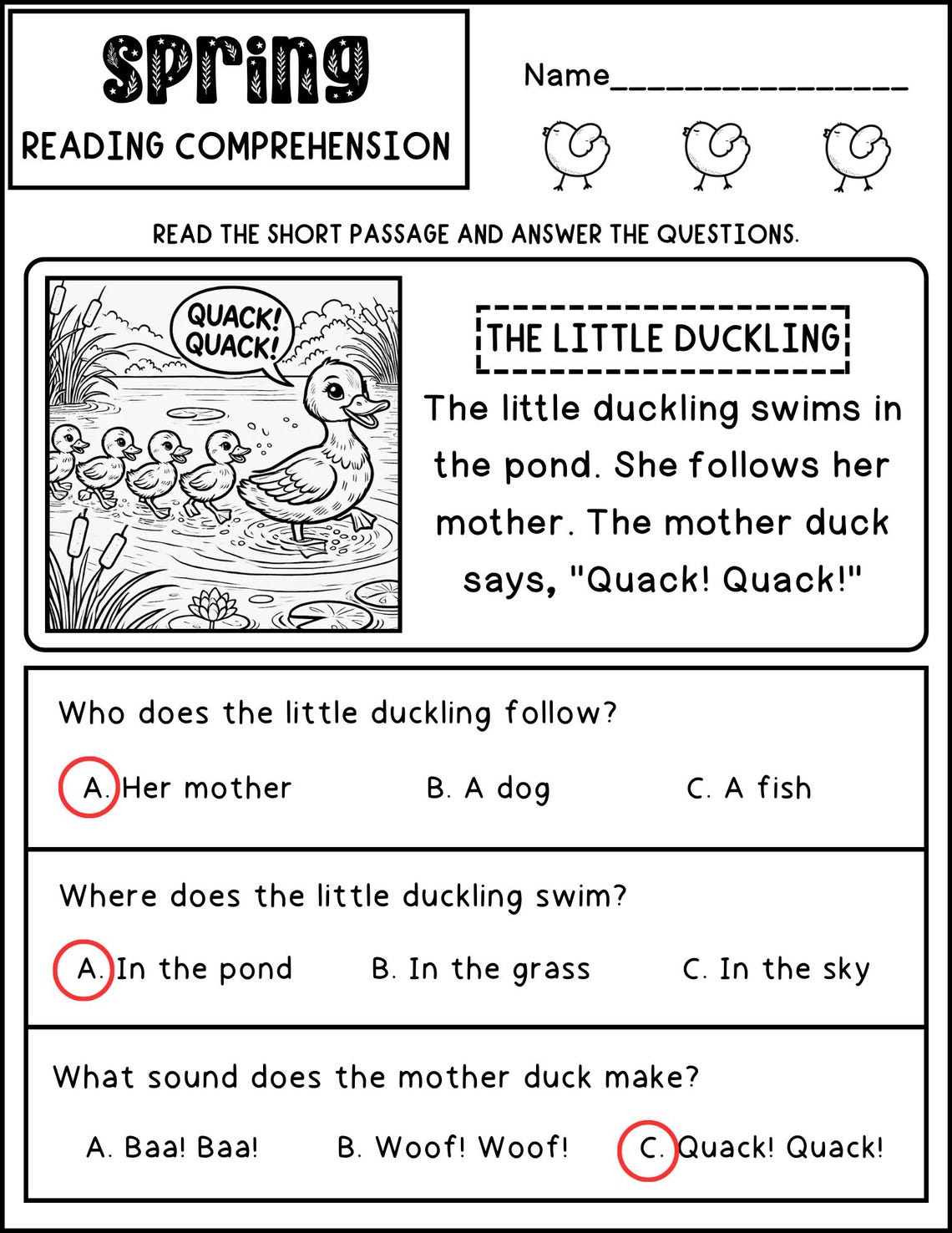 Spring Reading Comprehension Passages for Kindergarten & 1st Grade | 20 ...