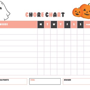 Editable Halloween Chore Chart for Kids PDF Kids Daily Weekly ...