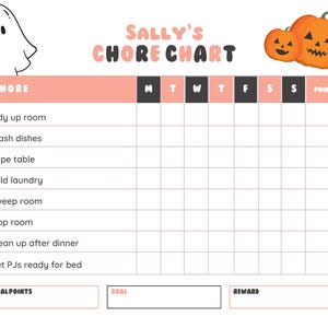 Editable Halloween Chore Chart for Kids PDF Kids Daily Weekly ...