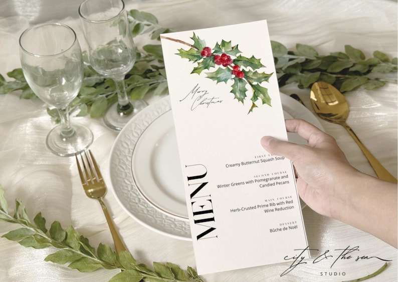 Christmas Holiday Menu Design – Modern Christmas Dinner Menu Template ...