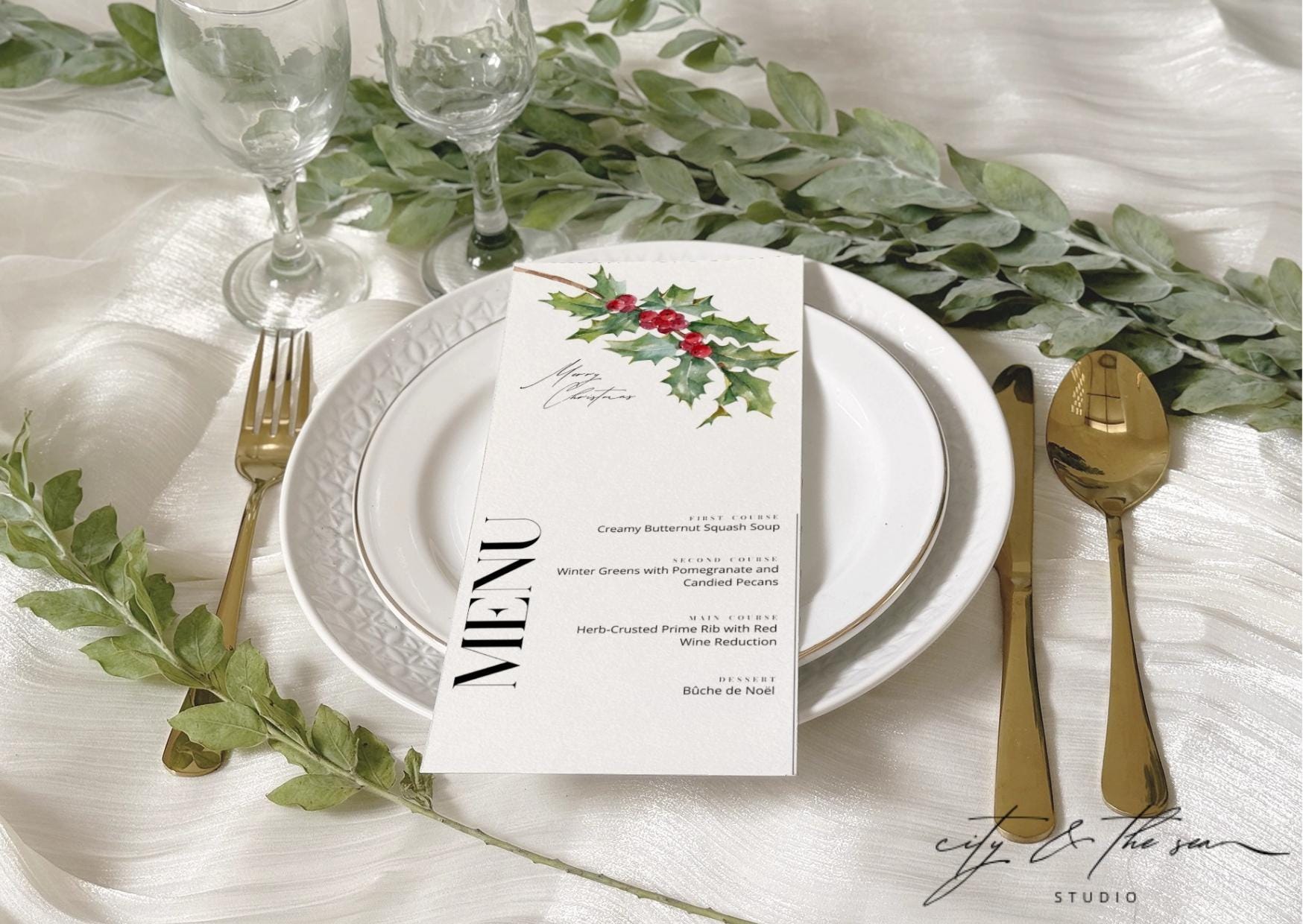 Christmas Holiday Menu Design – Modern Christmas Dinner Menu Template ...