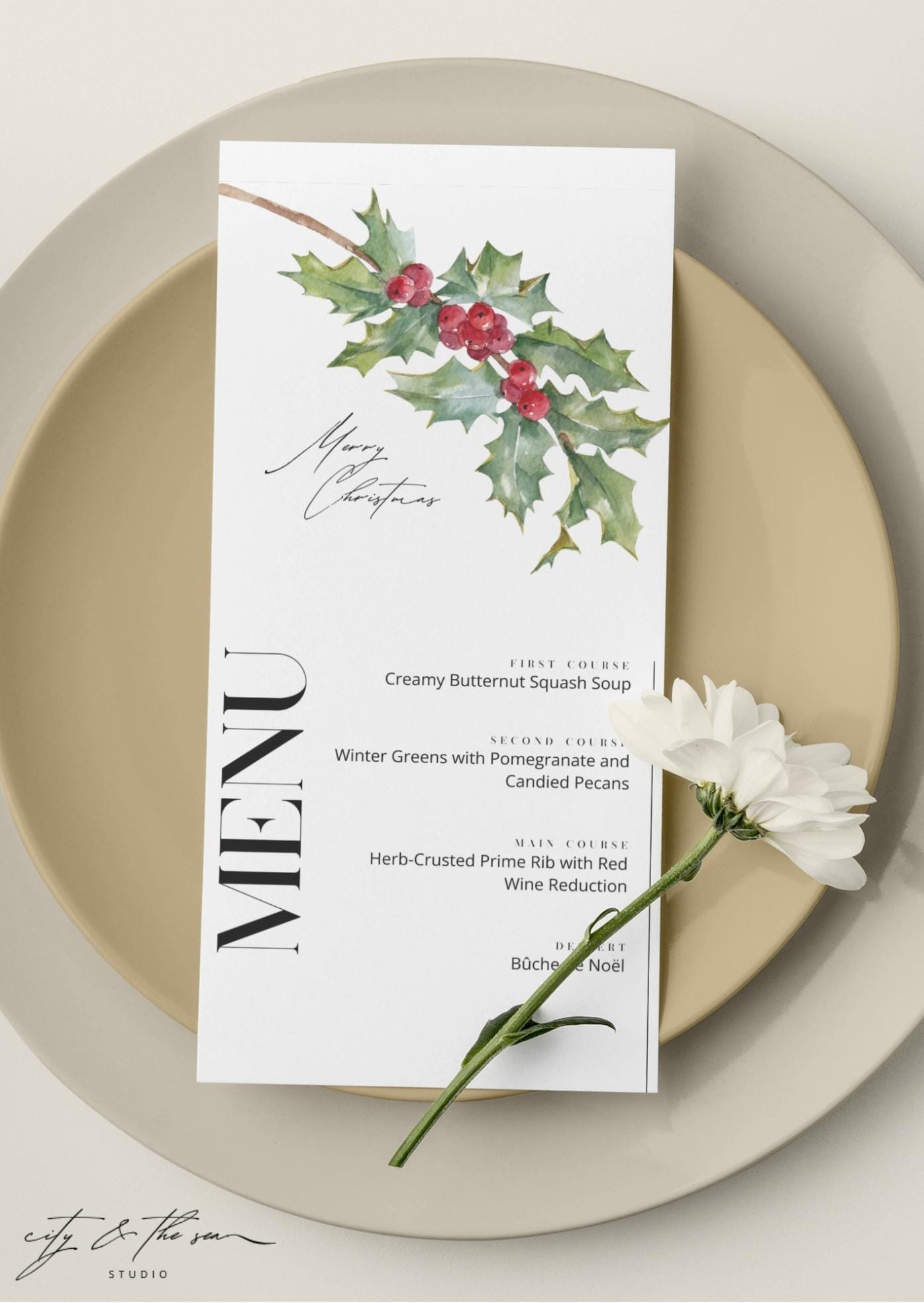 Christmas Holiday Menu Design – Modern Christmas Dinner Menu Template ...