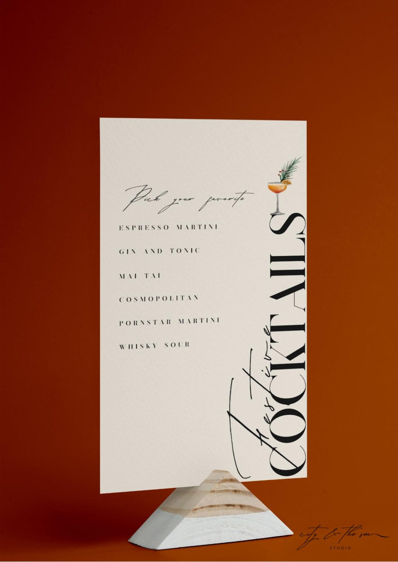 Festive Cocktail Menu Template: Editable Holiday Bar Menu (canva) - Etsy