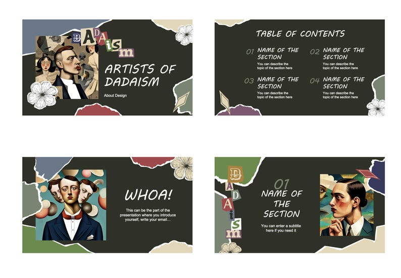 Dadaism Inspired Powerpoint Template - Editable Modern Art Slides for Creative Presentations - Etsy
