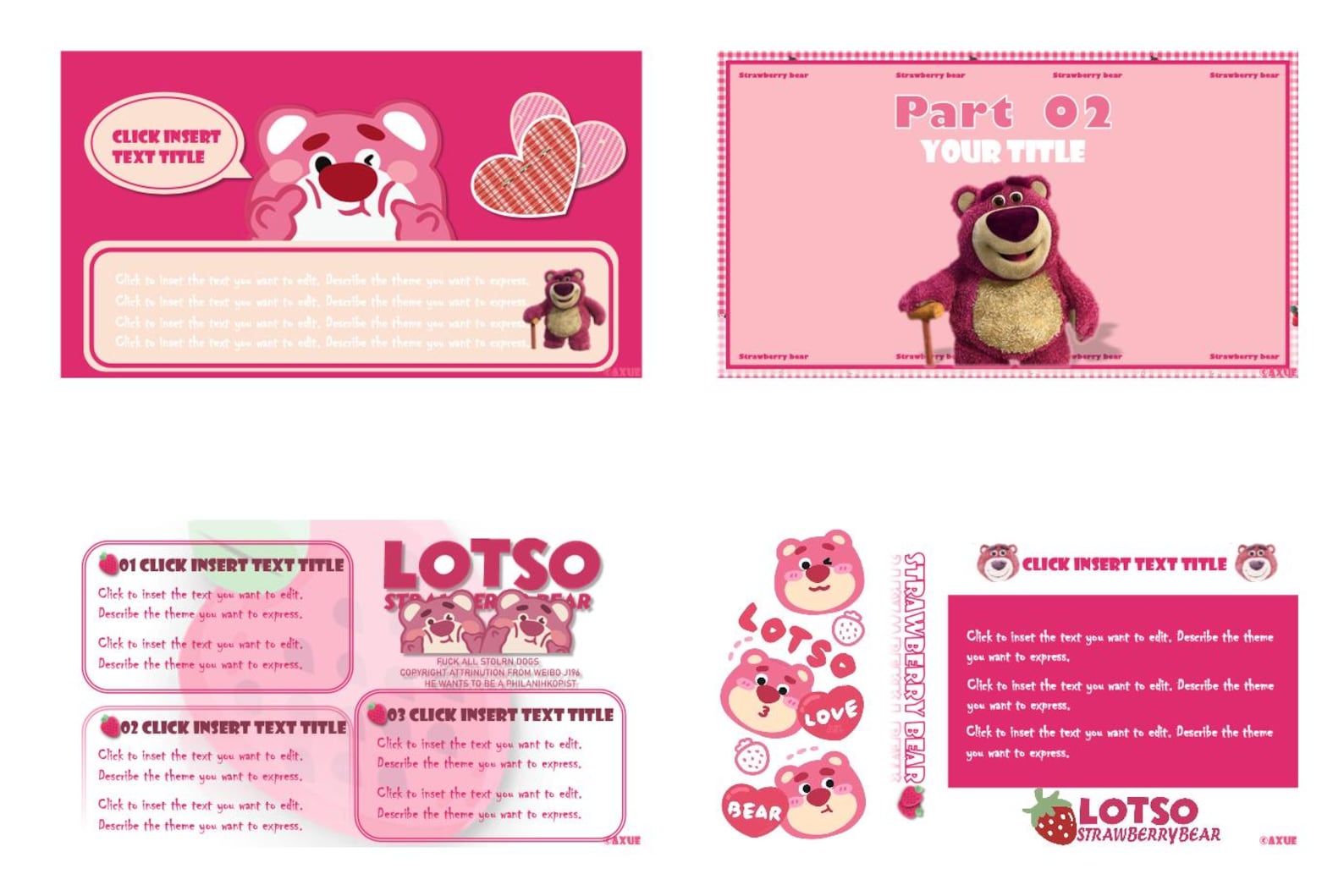 Lotso Toy Story Powerpoint Template: Pink Strawberry Kids Slides - Etsy