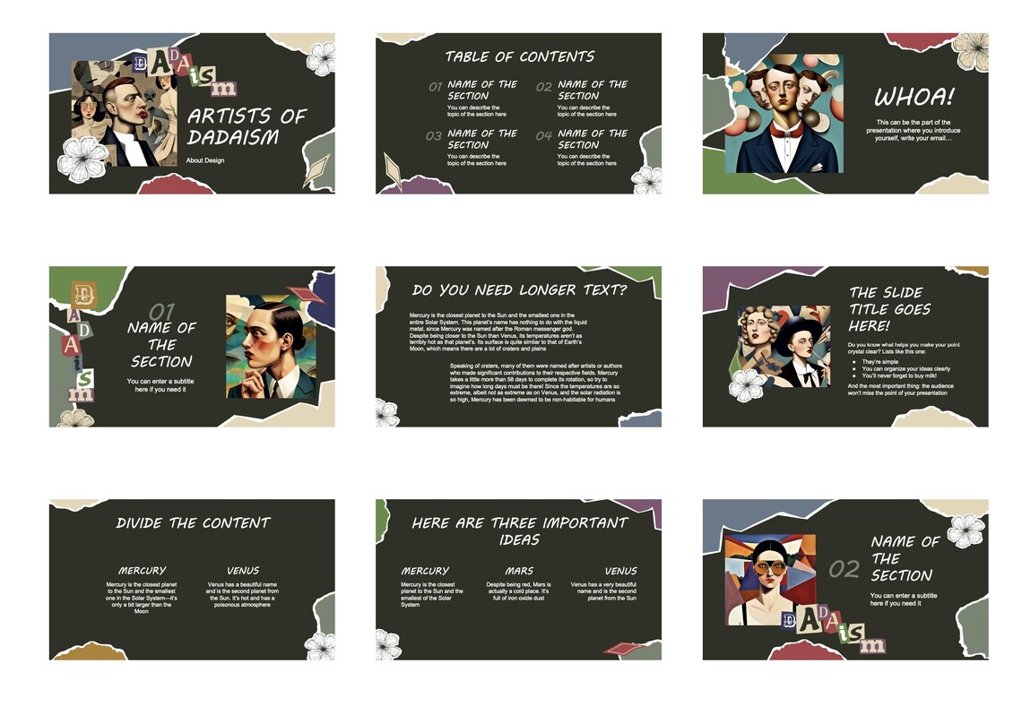 Dadaism Inspired Powerpoint Template - Editable Modern Art Slides for Creative Presentations - Etsy