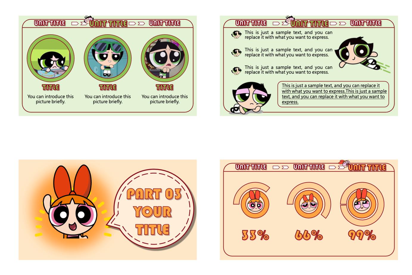 Powerpuff Girls Powerpoint Template | Cartoon Presentation Slides | Blossom, Bubbles, Buttercup ...