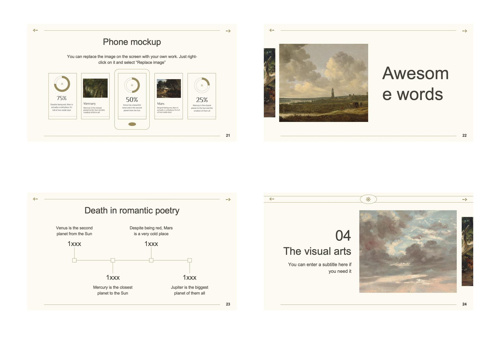 Romanticism Powerpoint Template - Elegant High School Arts Presentation ...