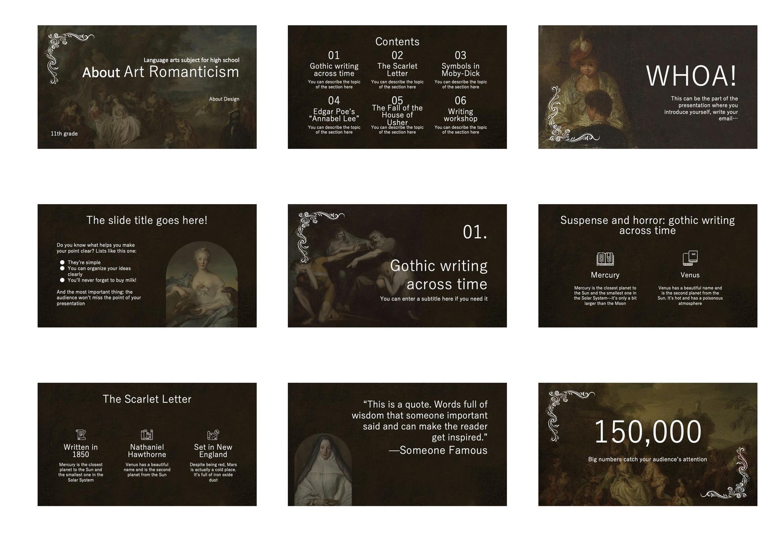Gothic Romanticism Presentation Template | Vintage Slide Deck for ...