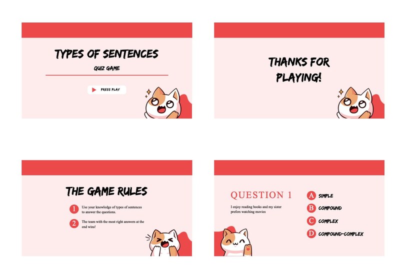 Types of Sentences Quiz Game Powerpoint Template | Fun & Interactive ...