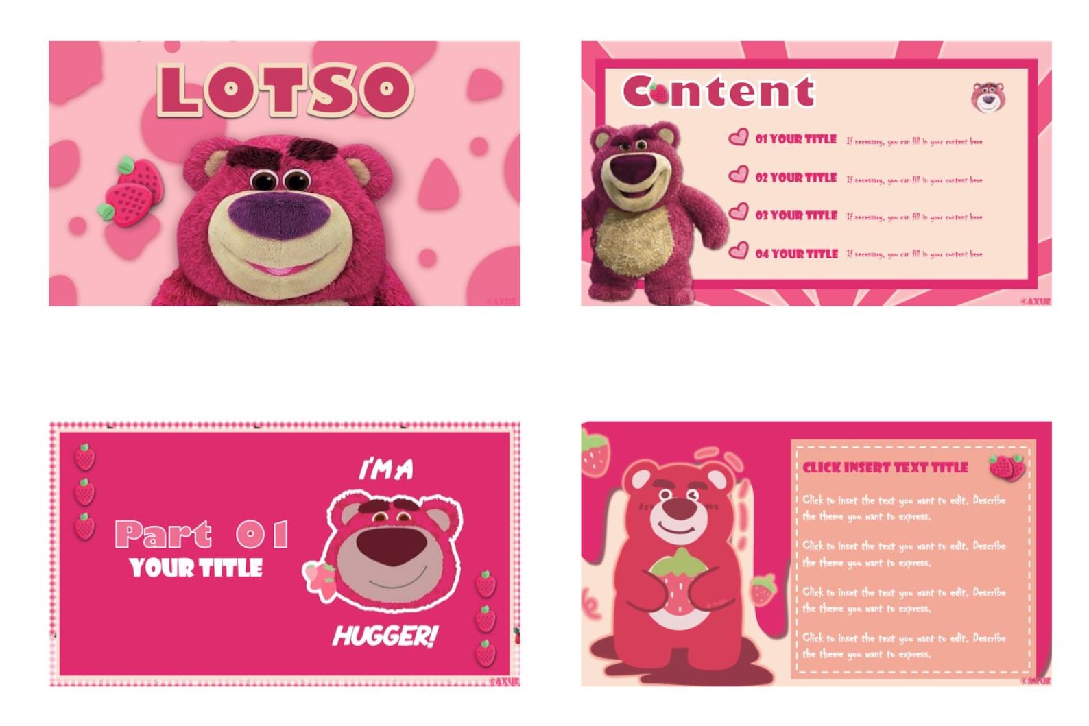 Lotso Toy Story Powerpoint Template: Pink Strawberry Kids Slides - Etsy