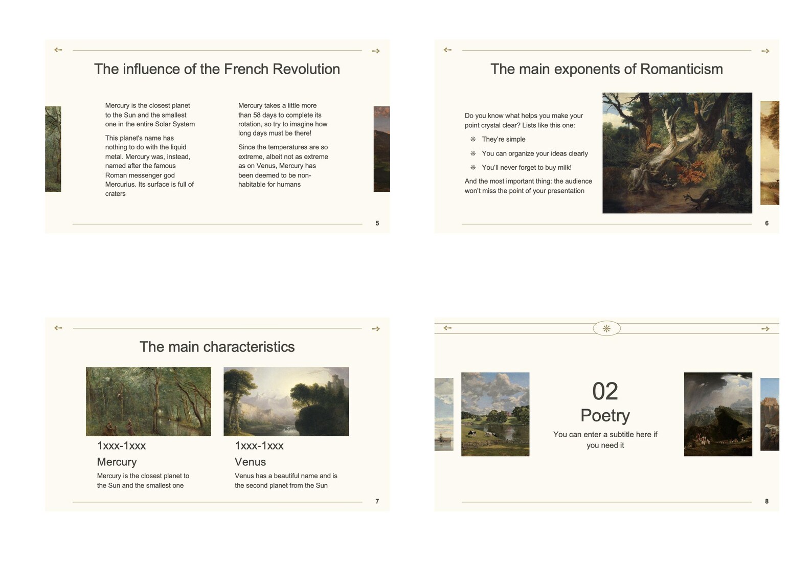 Romanticism Powerpoint Template - Elegant High School Arts Presentation ...