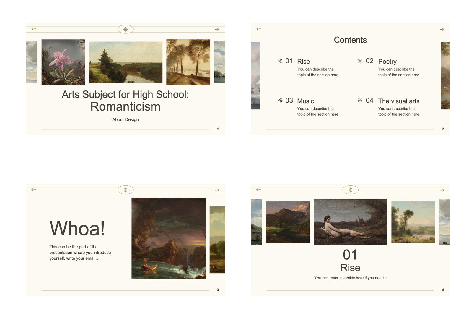 Romanticism Powerpoint Template - Elegant High School Arts Presentation ...