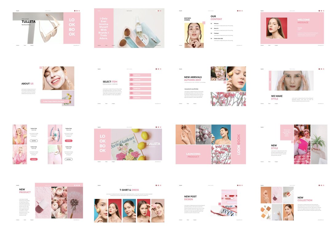 Pink Fashion Powerpoint Template: Beauty Brand Lookbook (editable ...