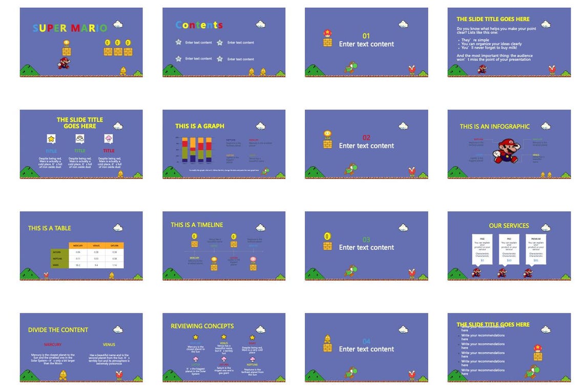 Super Mario Powerpoint Template: Retro Gaming Presentation (digital ...