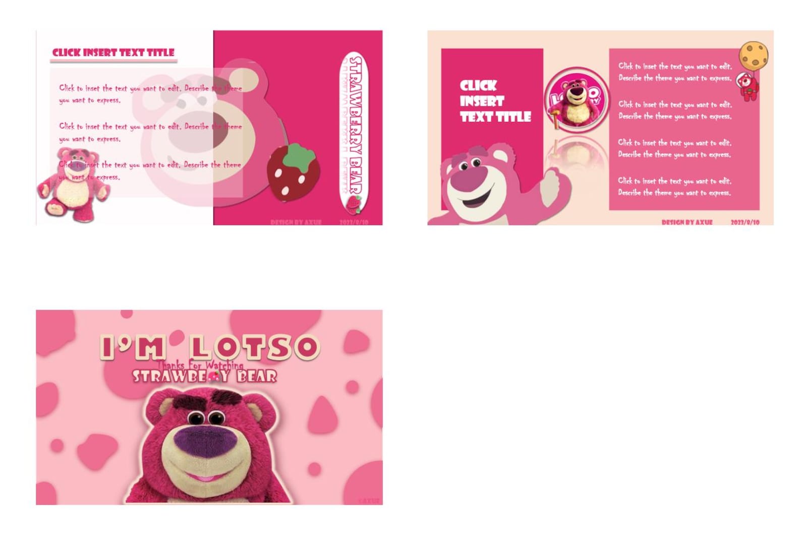 Lotso Toy Story Powerpoint Template: Pink Strawberry Kids Slides - Etsy