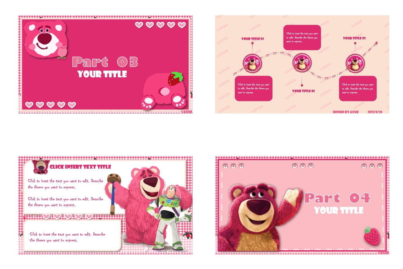 Lotso Toy Story Powerpoint Template: Pink Strawberry Kids Slides - Etsy
