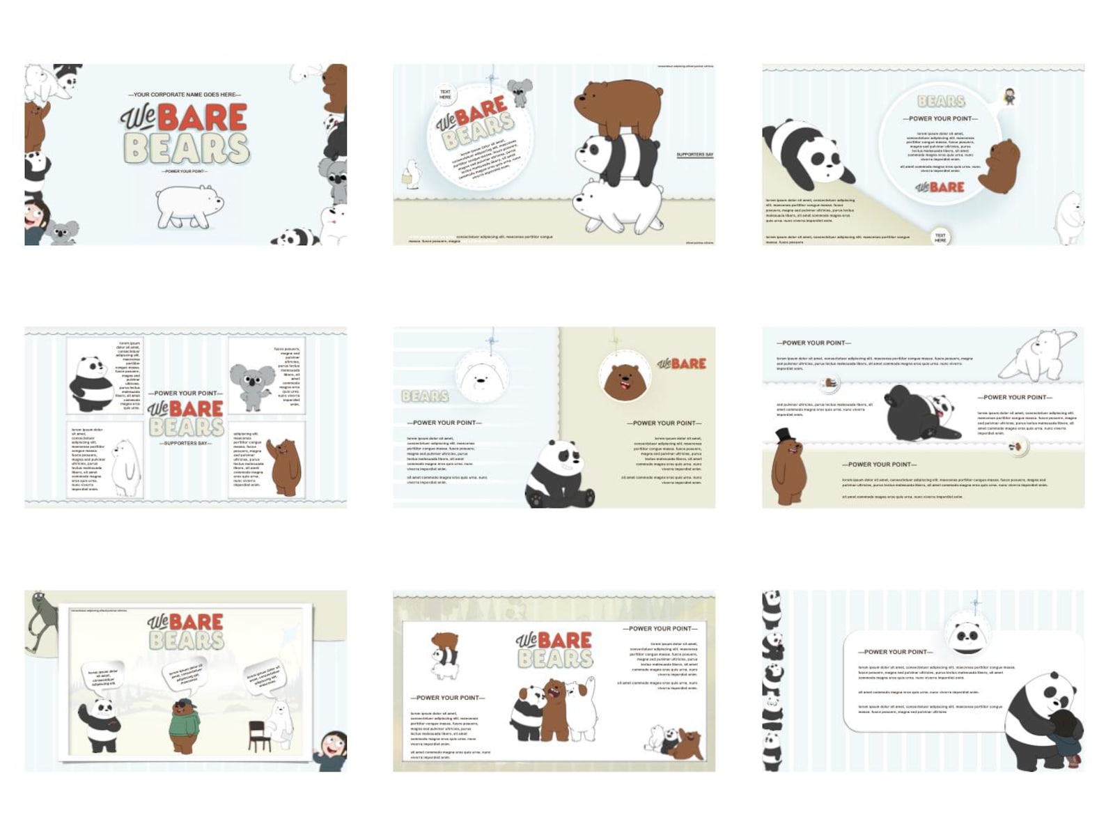 We Bare Bears-themed Slide Deck |powerpoint Template for Kindergarten ...