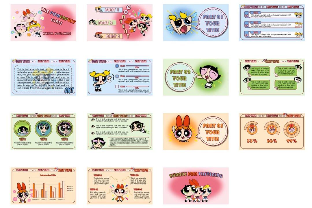 Powerpuff Girls Powerpoint Template | Cartoon Presentation Slides ...