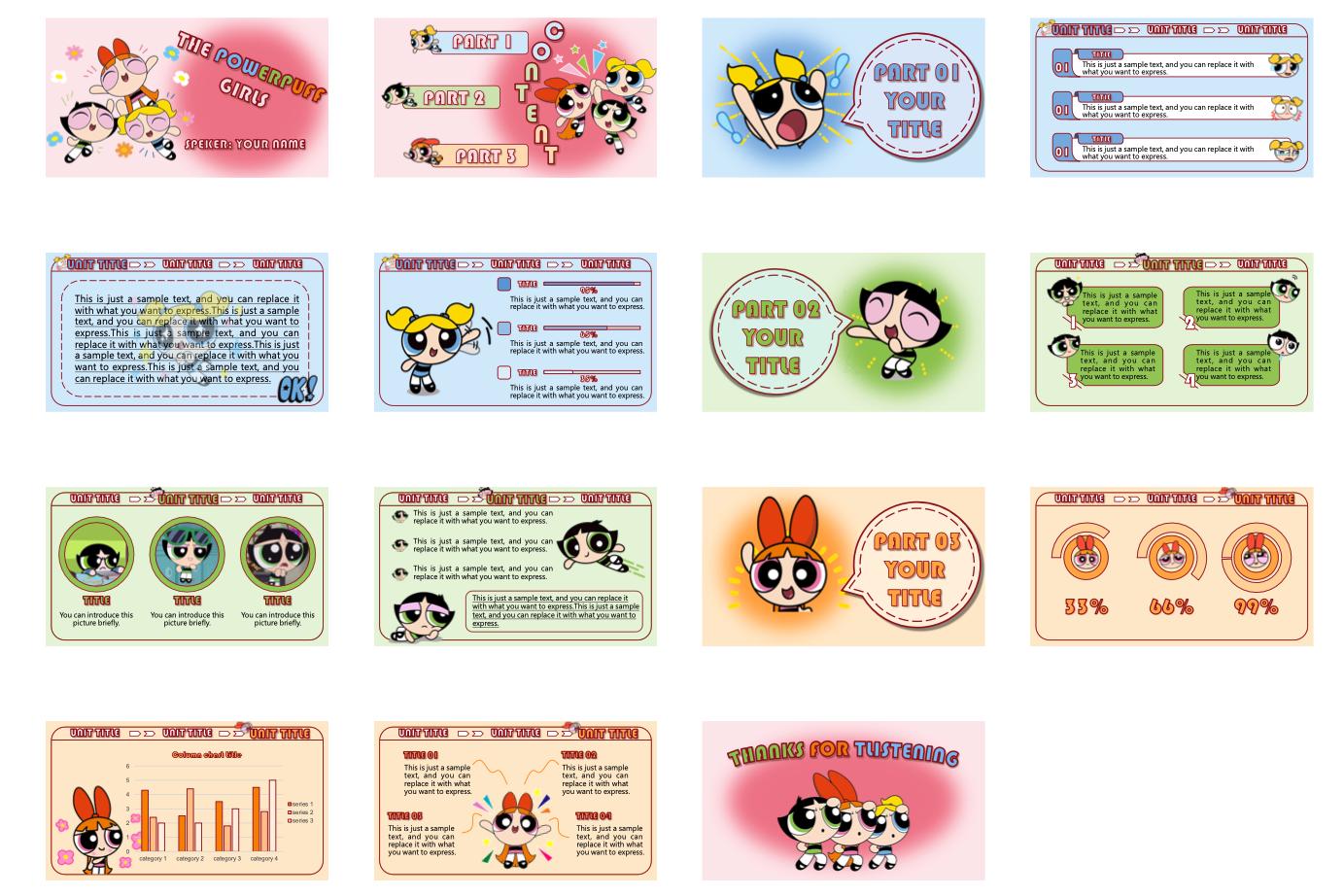 Powerpuff Girls Powerpoint Template | Cartoon Presentation Slides ...