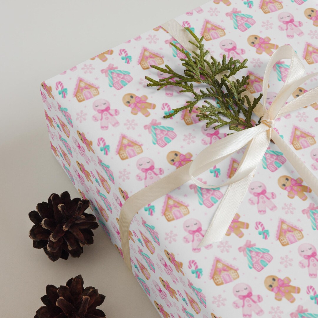 Pink Gingerbread Man Wrapping Paper Sheets - Etsy