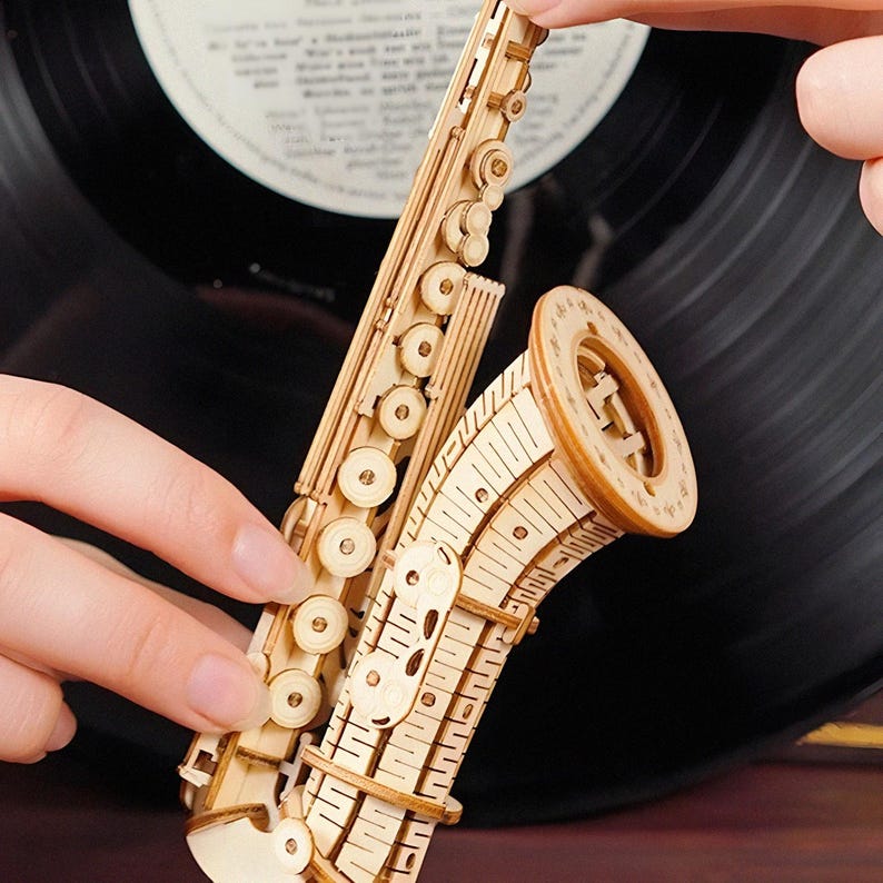 3D Puzzle for Kids DIY Saxophone Kit Wooden Craft Build Music Puzzle ...