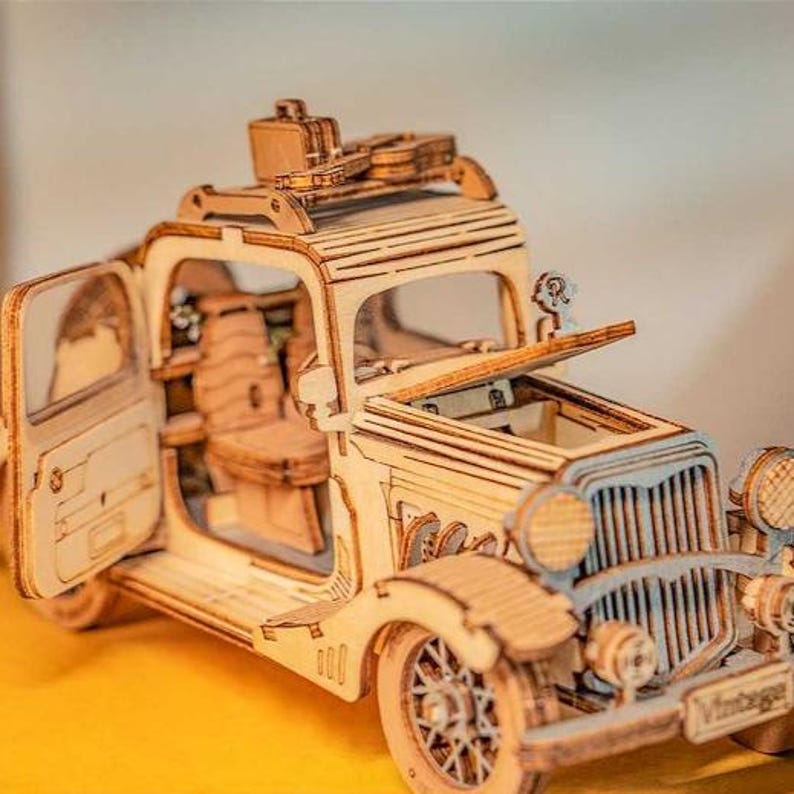 3D Wooden Puzzle Car Model for Kids Montessori Car Toy Vintage Car ...