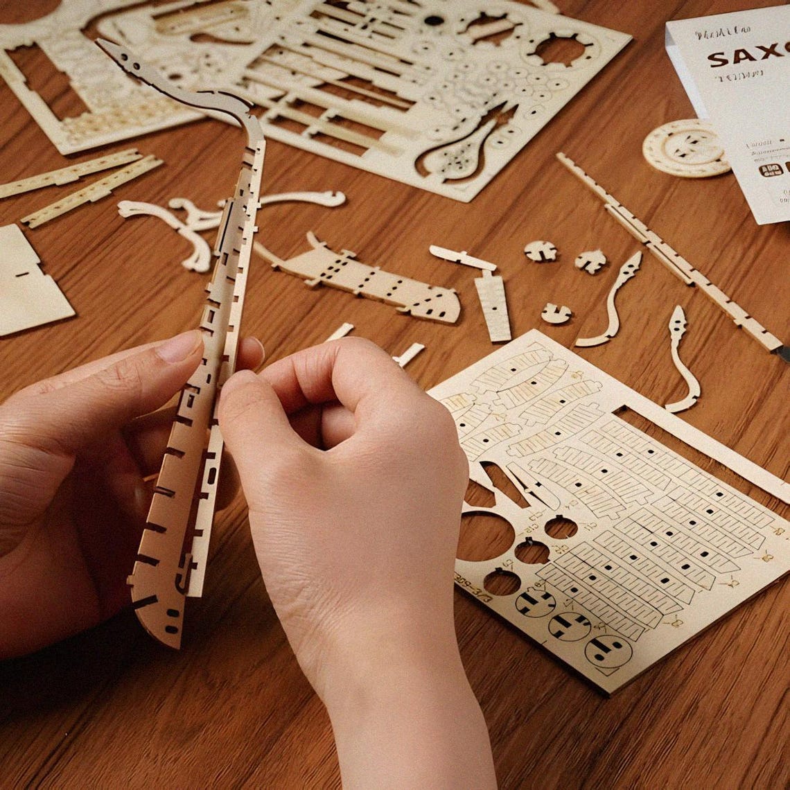 3D Puzzle for Kids DIY Saxophone Kit Wooden Craft Build Music Puzzle ...
