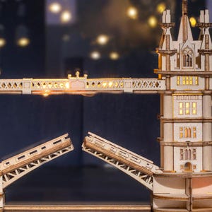 3D Wooden Puzzle London Tower Bridge Model Kit for Adults DIY Building ...