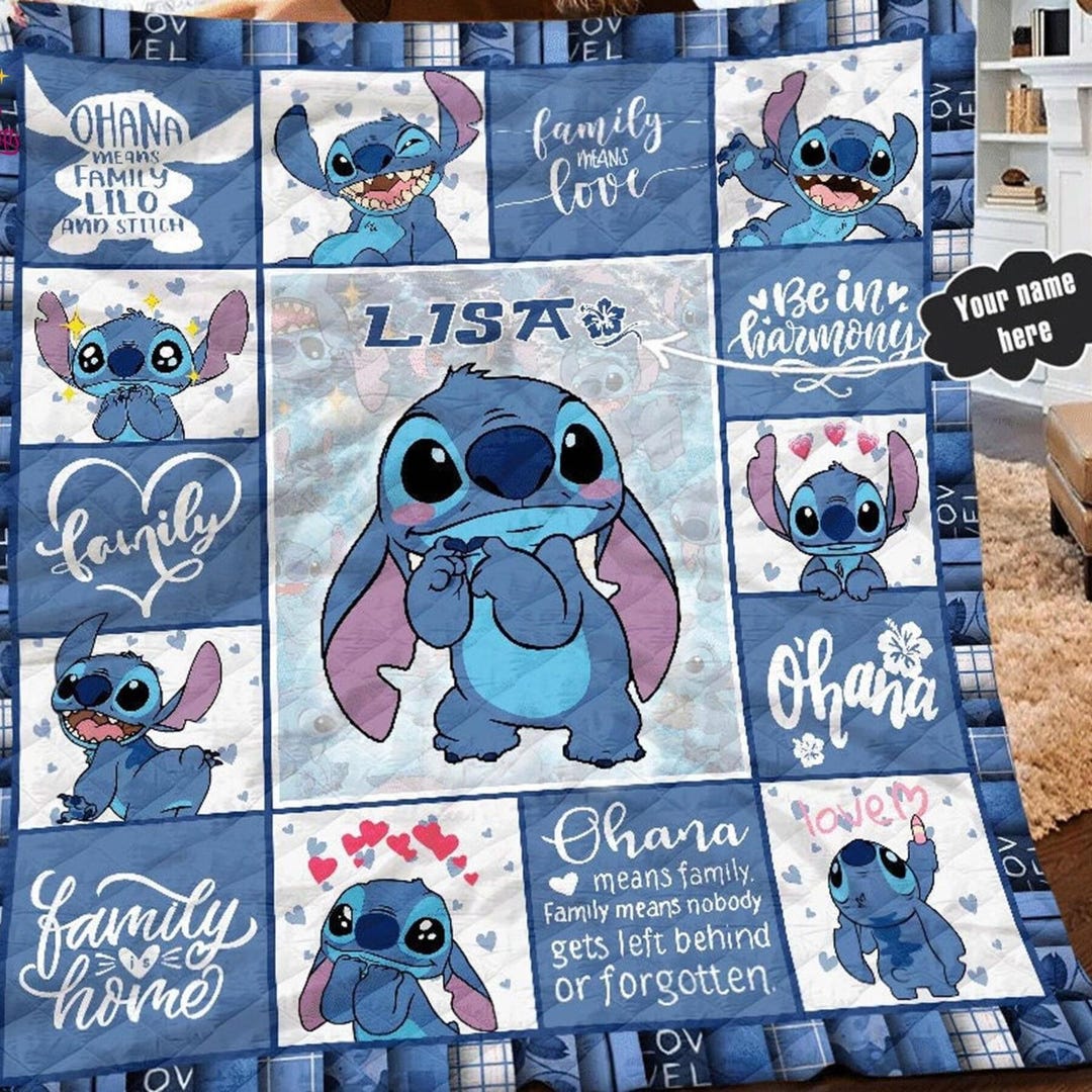 Personalized Stitch Fleece Blanket, Stitch Lovers Blanket, Family ...