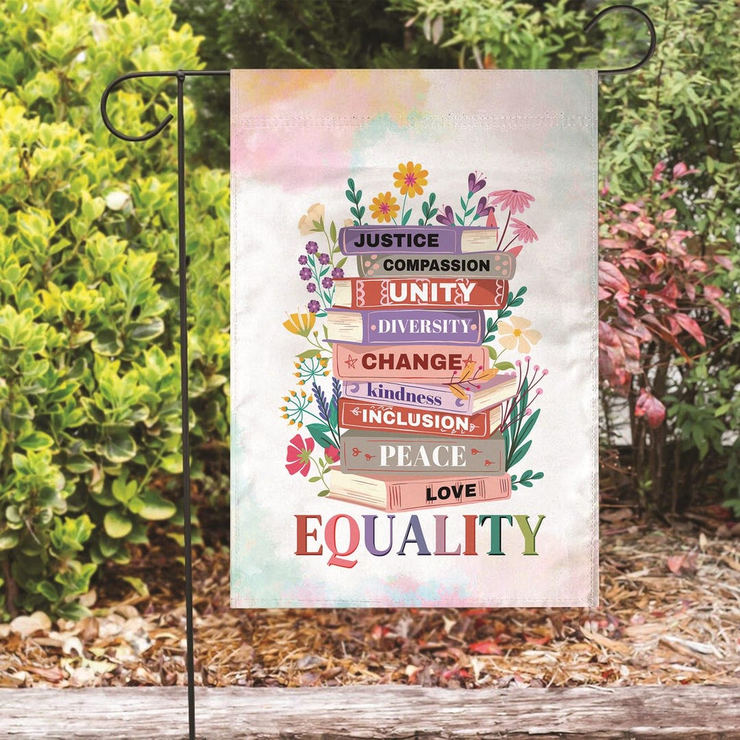 Equality Floral Book Yard Sign, Inclusion Peace Love Flag, Human Rights ...