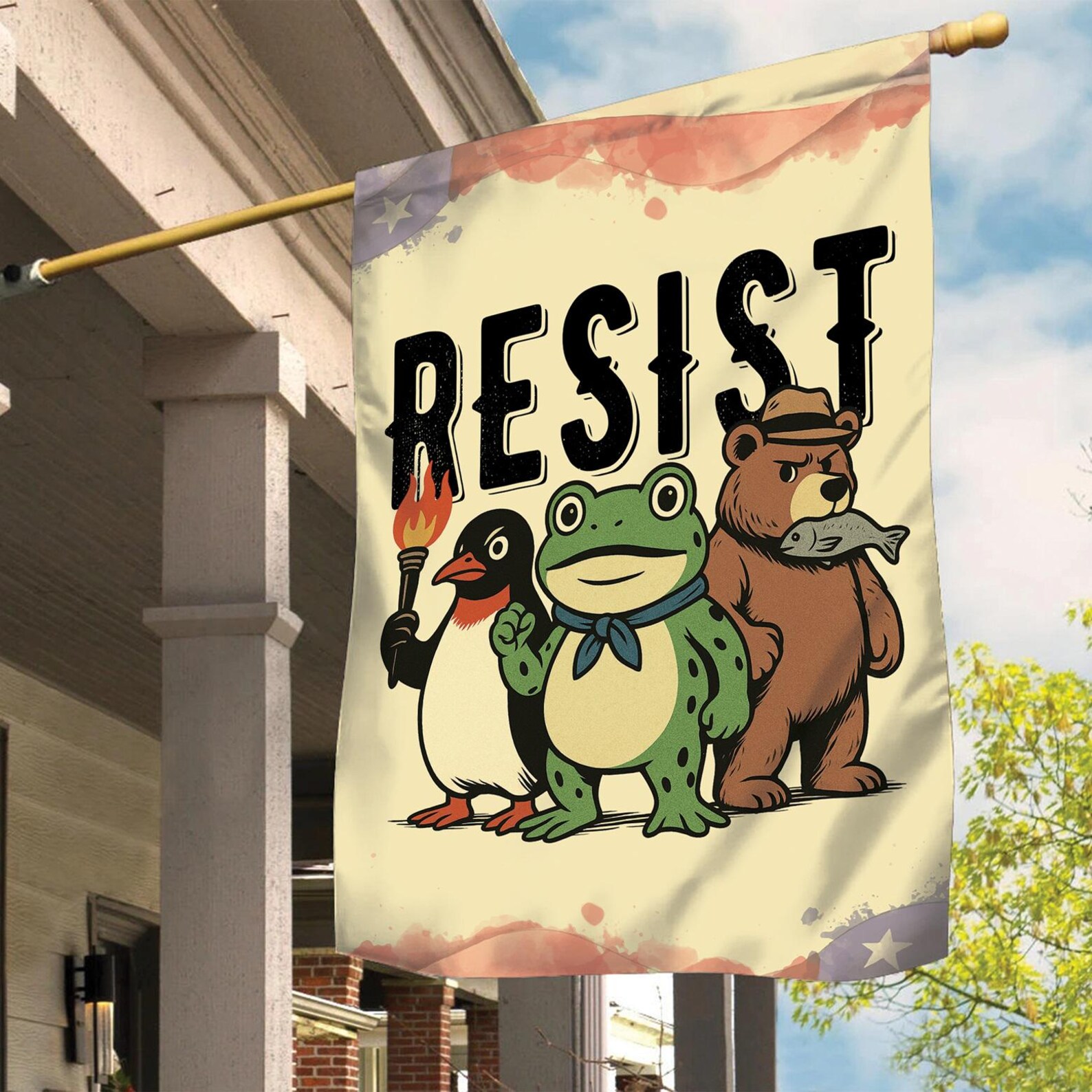 Portland Frog Protest Resist Flag, Resist Fascism Protest Sign, Protest ...